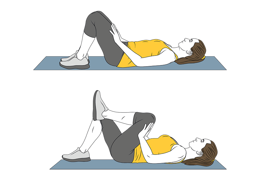 Isométrico abdominal con flexión rodilla y cadera - Ejercicio